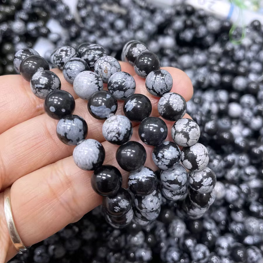 Snowflake Obsidian Bracelet 8mm – Inner Balance Crystal Jewellery ...